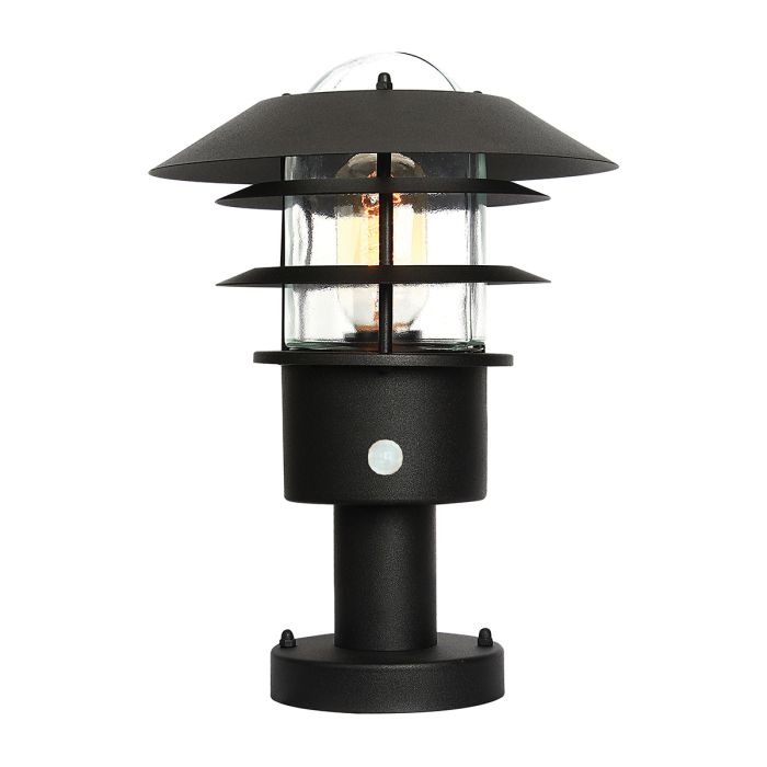 1 Light Pedestal Lantern With Pir - Black | Distinctive Lighting
