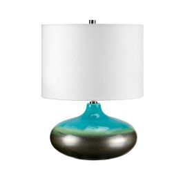 1 Light Small Table Lamp - Turquoise And Graphite Glaze | Distinctive ...